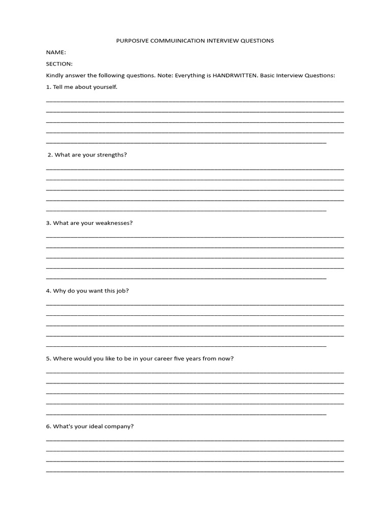 Purposive Commuinication Interview Questionnaires | PDF | Social ...