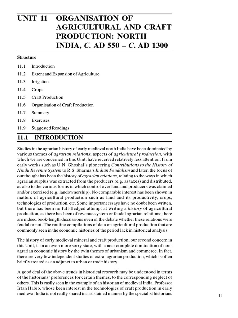Agricultural and Craft Production in Early Medieval North India | PDF ...