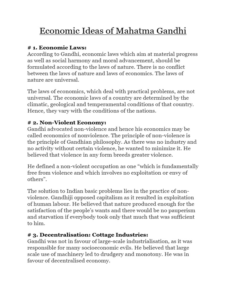 Gandhian Economic Principles | PDF | Nonviolence | Mahatma Gandhi