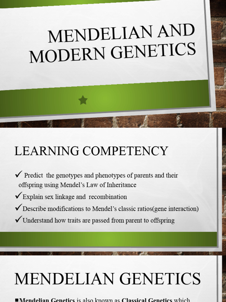 2 1 Mendelian and Modern Genetics | PDF | Dominance (Genetics) | Genotype