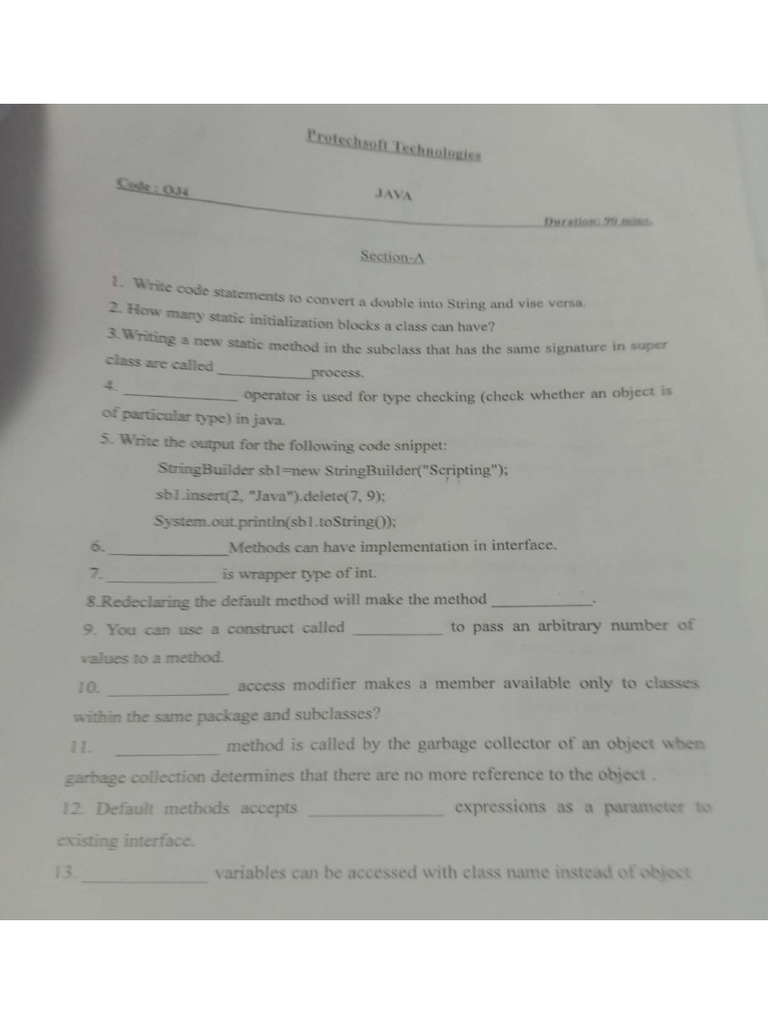 ProtechSoft Question Paper | PDF