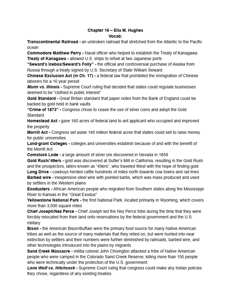 EH APUSH Study Guide - Chapter 16 | PDF | Native Americans In The ...