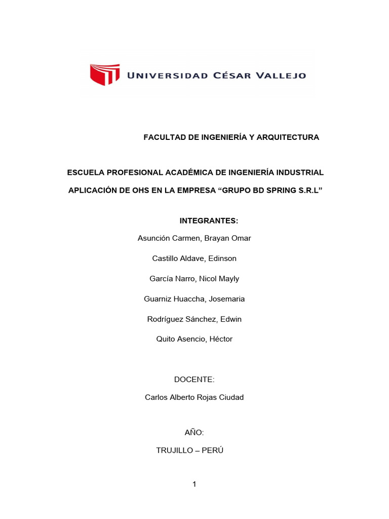 Inf Final | PDF | Business | Seguridad y salud ocupacional