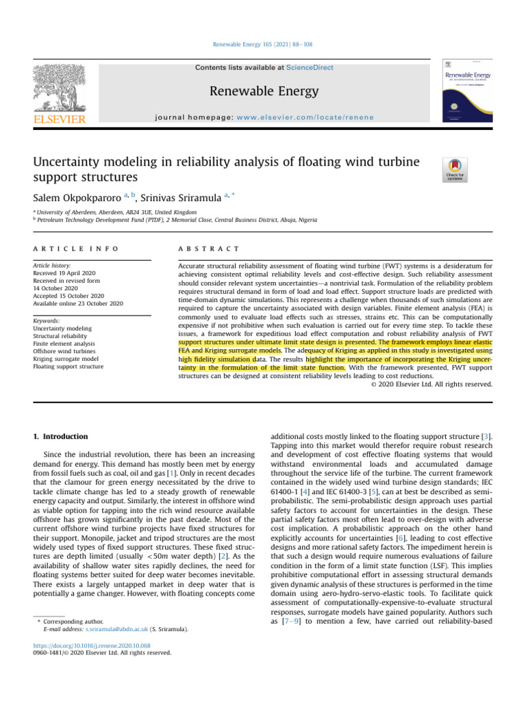 2021-Uncertainty Modeling in Reliability Analysis of Floating Wind Turbine | Download Free PDF ...