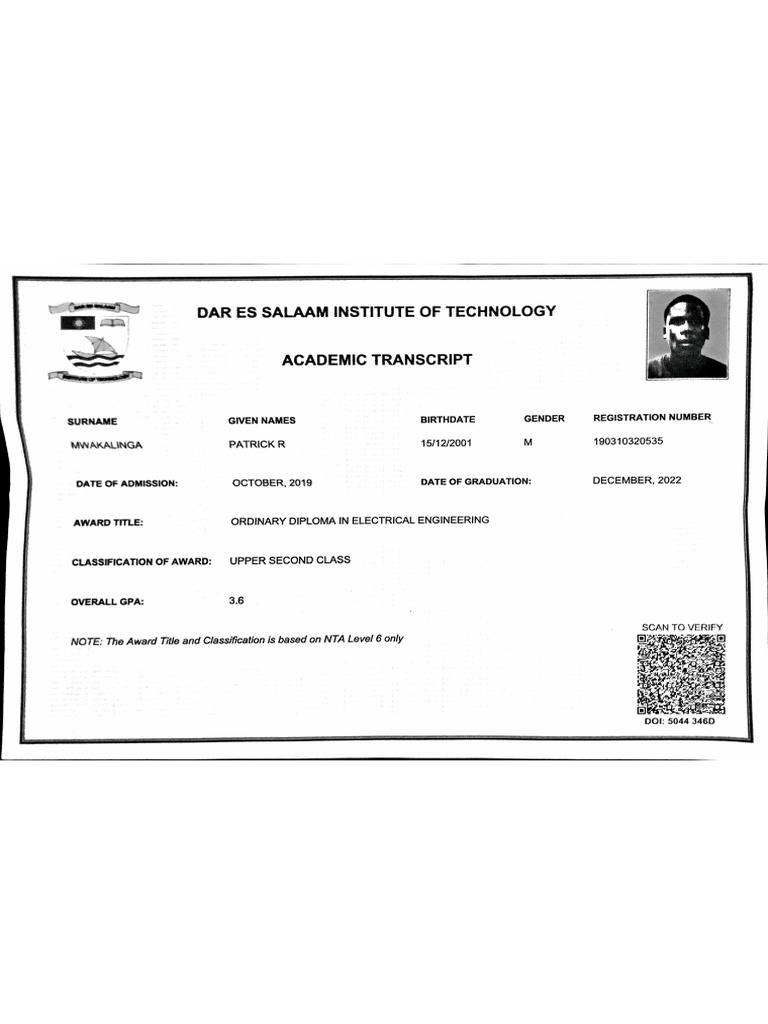 Academic Transcript Pdf