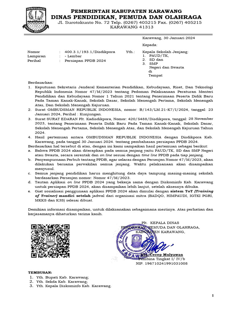 Persiapan PPDB 2024 Karawang | PDF
