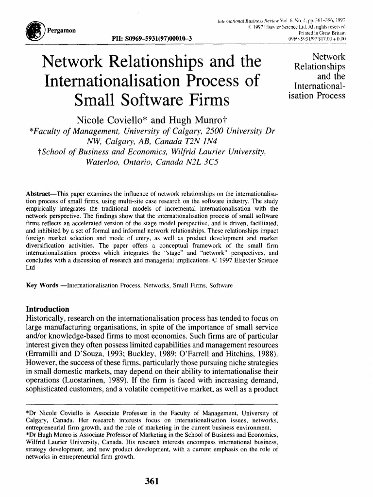 Network Influence on Small Software Firms | PDF | Internationalization | Market (Economics)