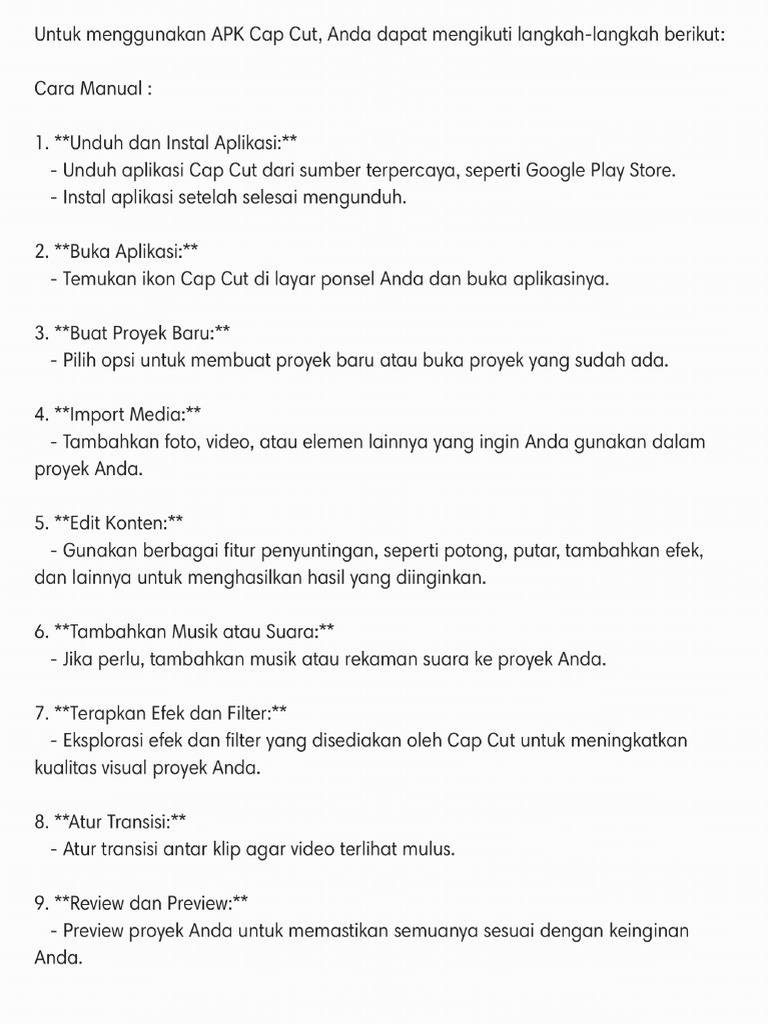 Cara Menggunakan Aplikasi Cap Cut - 240304 - 041815 | PDF