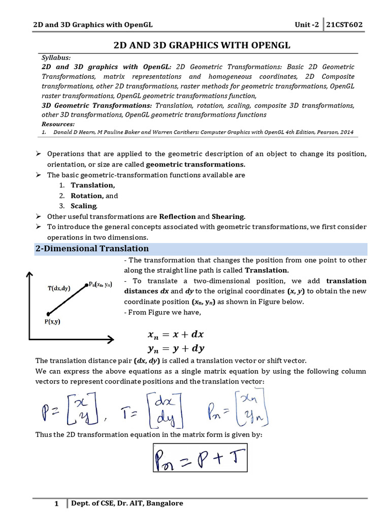 Unit-2 Cgip | PDF | 2 D Computer Graphics | Matrix (Mathematics)