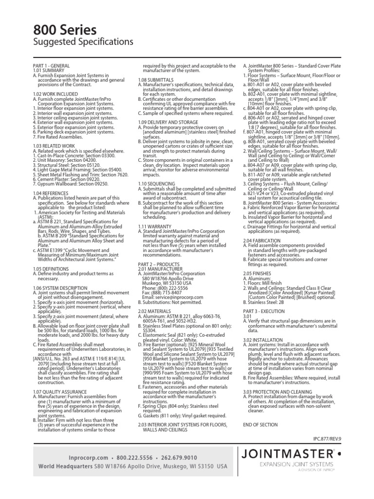 800 Spec 877 Rev 9 PDF | PDF | Wall | Structural Steel