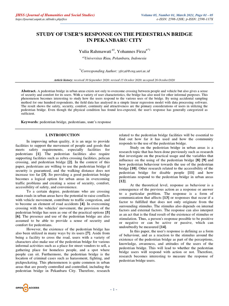 0.30 Study of Users Response On The Pedestrian Bridge | PDF | Bridge ...