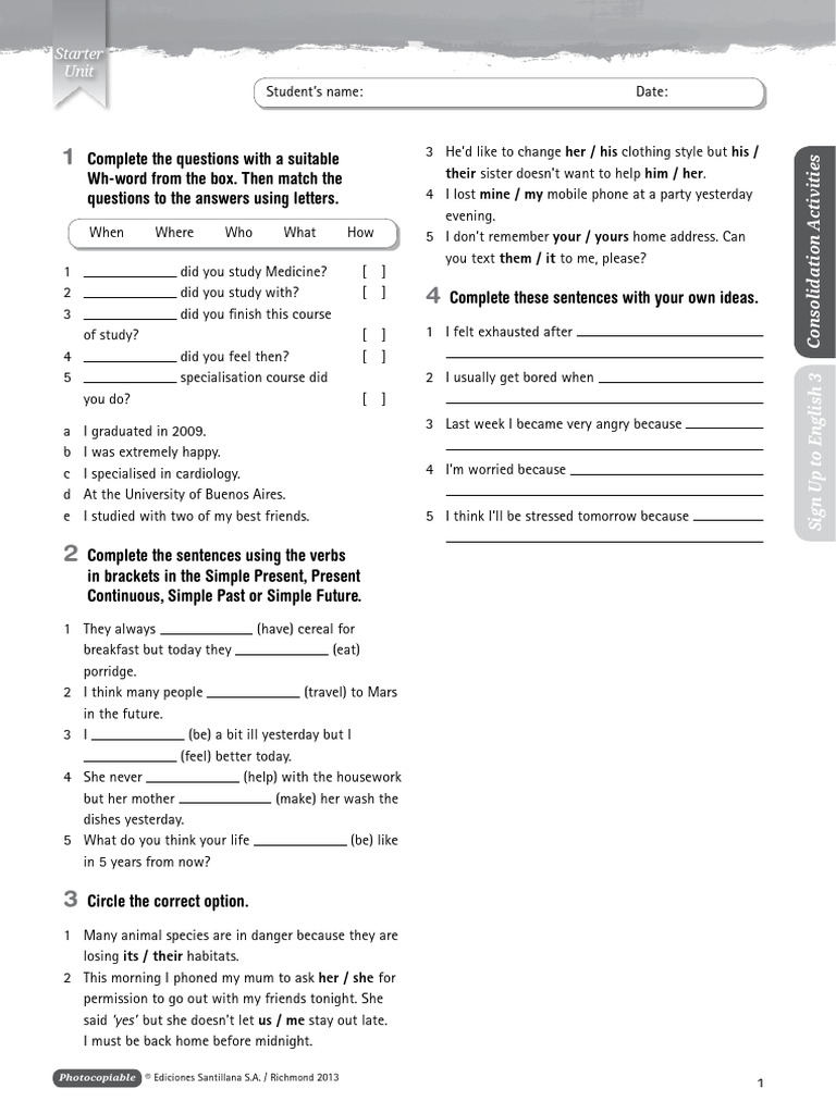 SU3 Consolidation Activities | PDF