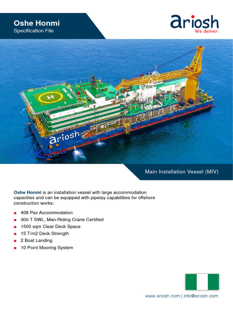 Oshe Honmi Main Installation Vessel - Specification | PDF | Crane ...