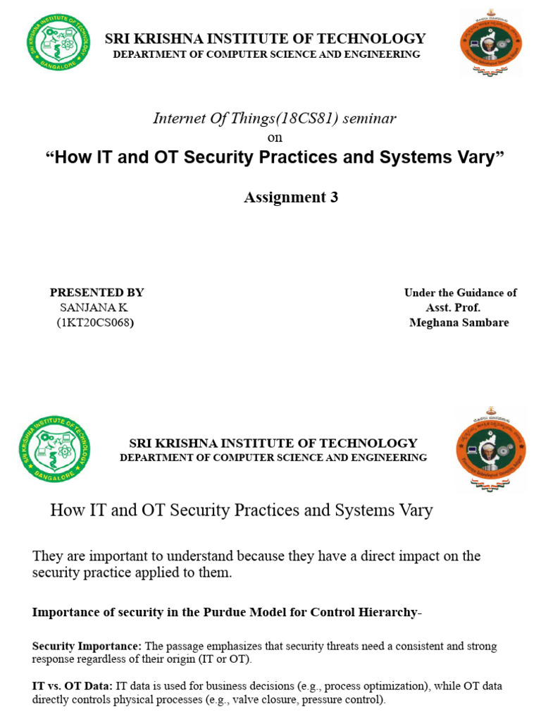 Iot Asg 3 Seminar PPT - Sanjana K (1kt20cs068) | PDF | Computer Security | Security