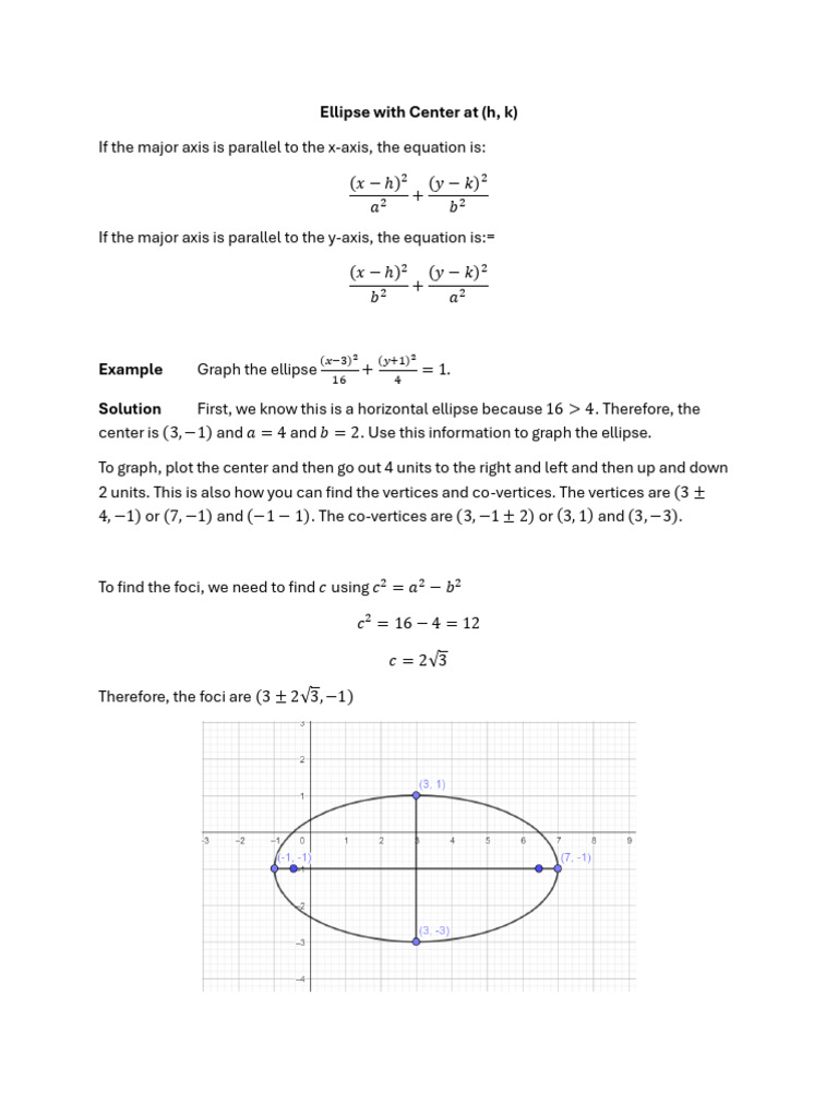 Ellipse With Center at | PDF | Ellipse | Vertex (Graph Theory)