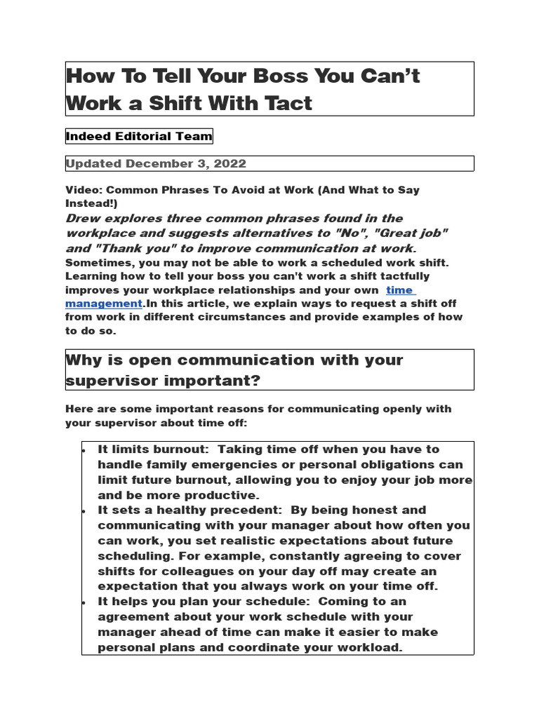 How To Tell Your Boss You Can | PDF | Occupational Burnout | Social ...