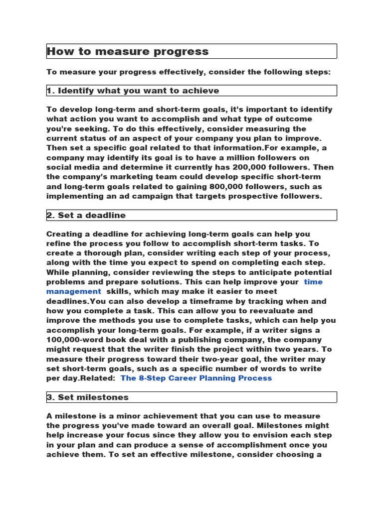 How To Measure Progress | PDF | Goal | Cognition