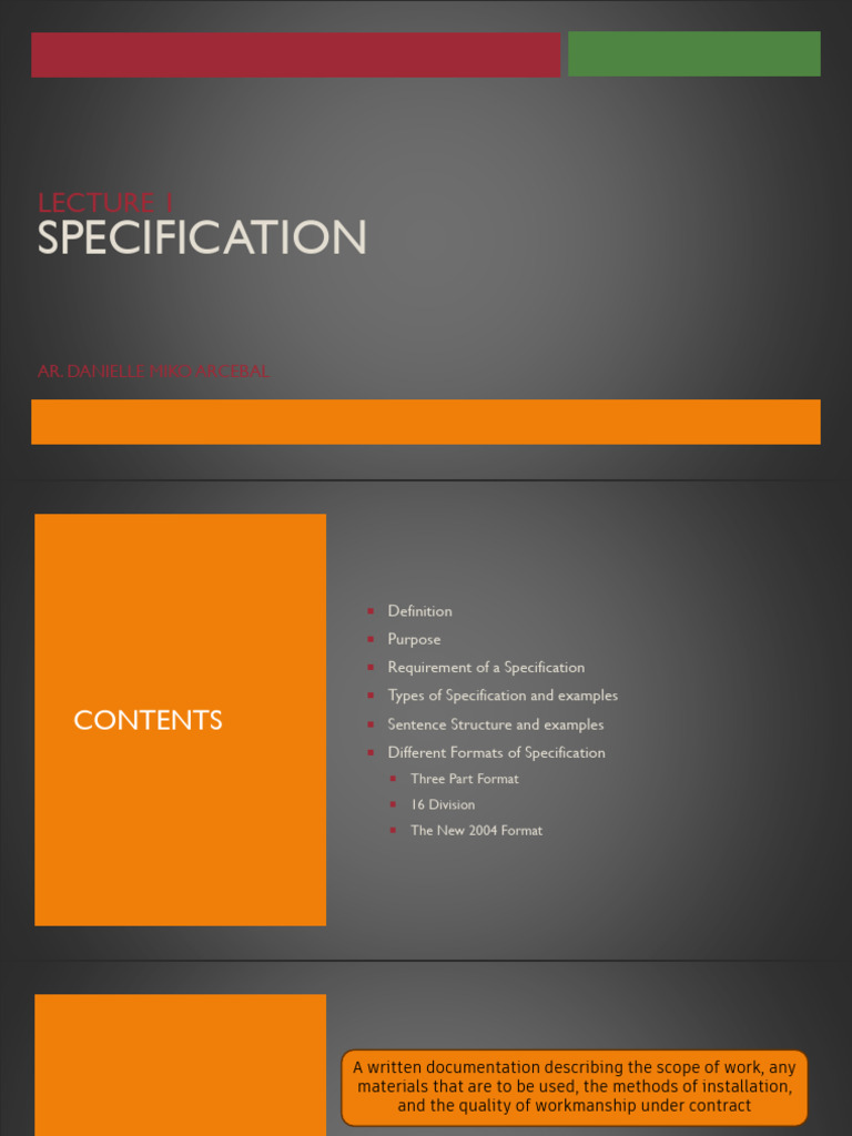 Understanding Specifications in Construction | PDF | Specification ...