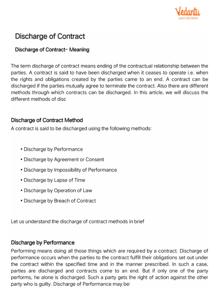 Discharge of Contract | PDF