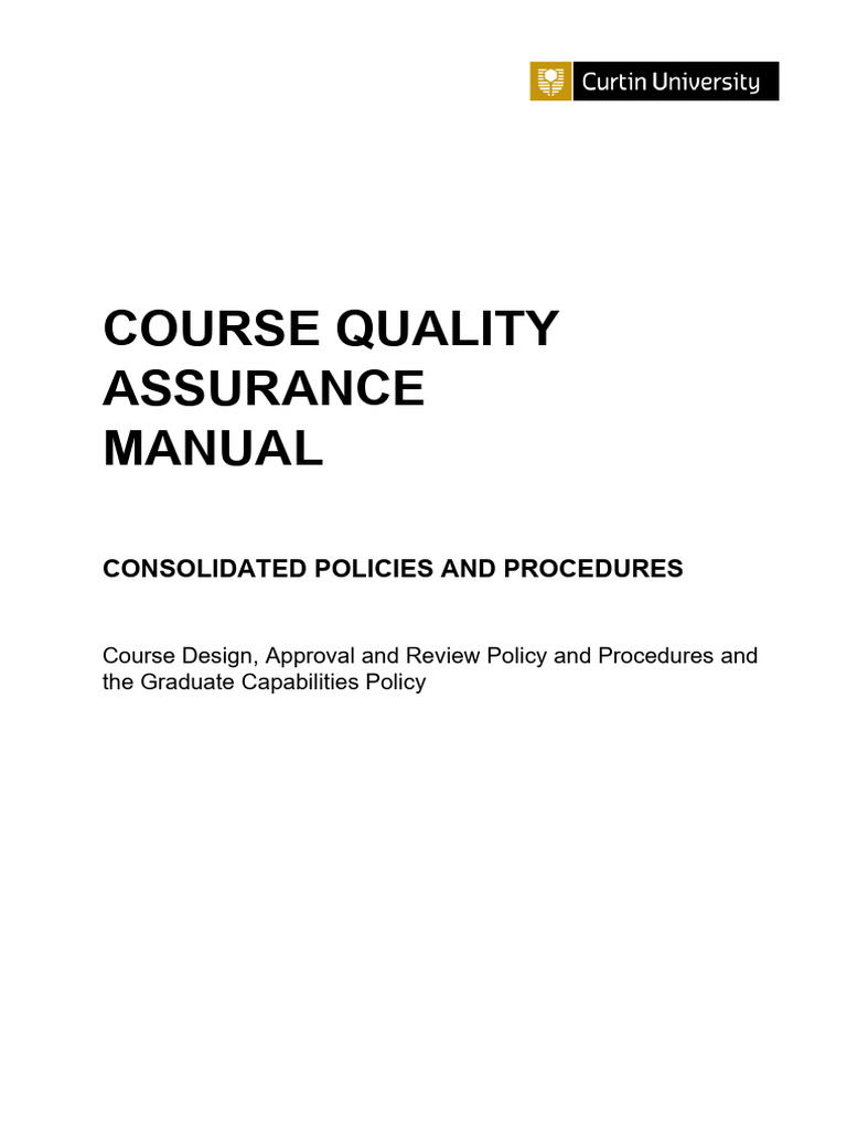 Course Quality Assurance Manual 2021 | PDF | Curriculum | Learning