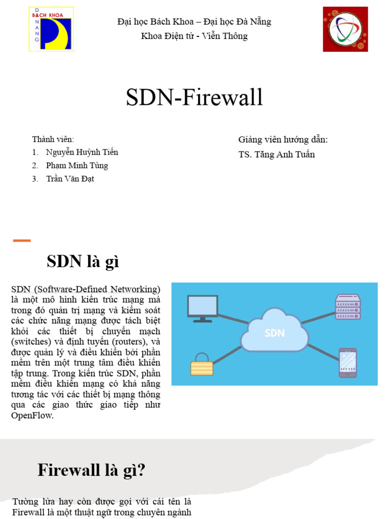 SDN-Firewall: Đại học Bách Khoa - Đại học Đà Nẵng Khoa Điện tử - Viễn Thông | PDF