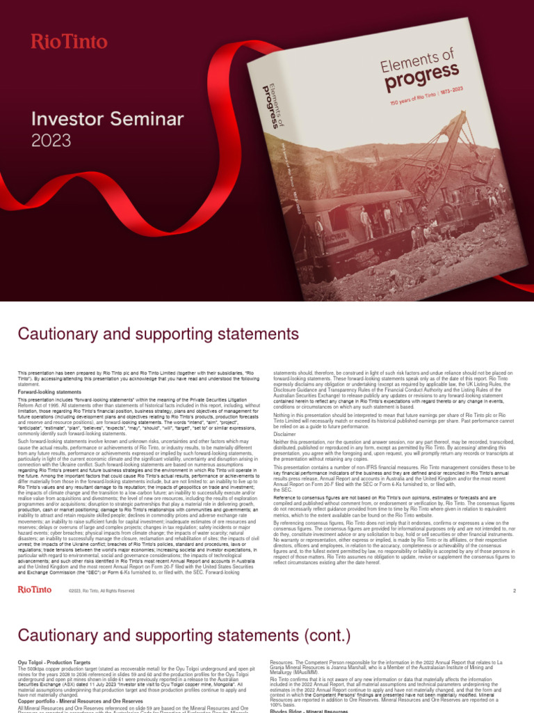 RT Simandou Investor Seminar 2023 | PDF | Iron Ore | Mining