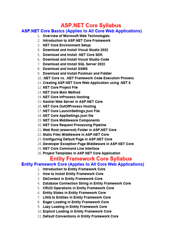 Core Syllabus Download Free Pdf Entity Framework World Wide Web