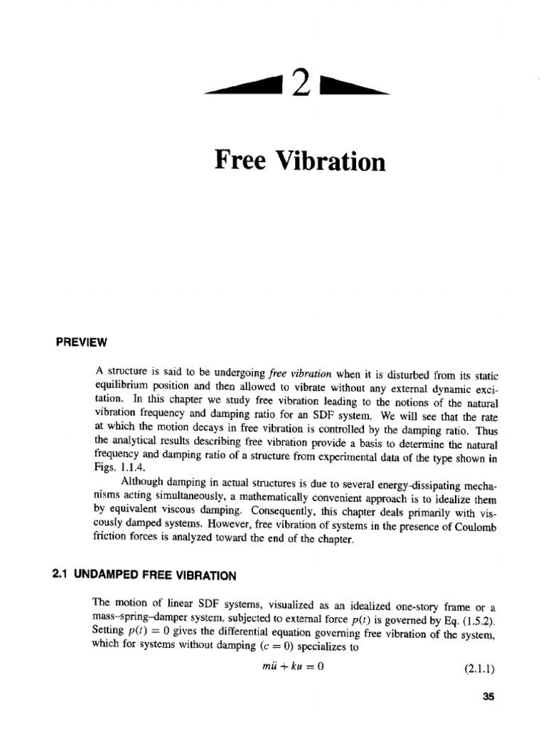 Free, Damped and Undamped Vibration of SDOF | PDF