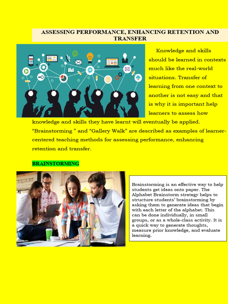 Assessing Performance, Enhancing Retention and Transfer: Brainstorming ...