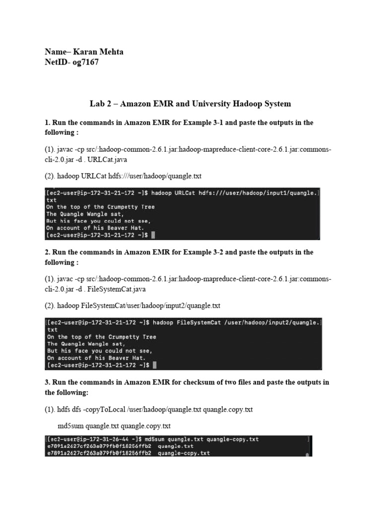 Amazon EMR & Hadoop Lab Guide | PDF | Teaching Methods & Materials ...