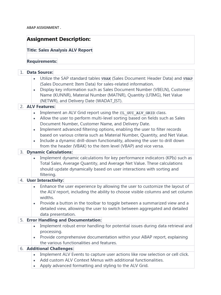 Abap Assignment Alv | PDF | Computers