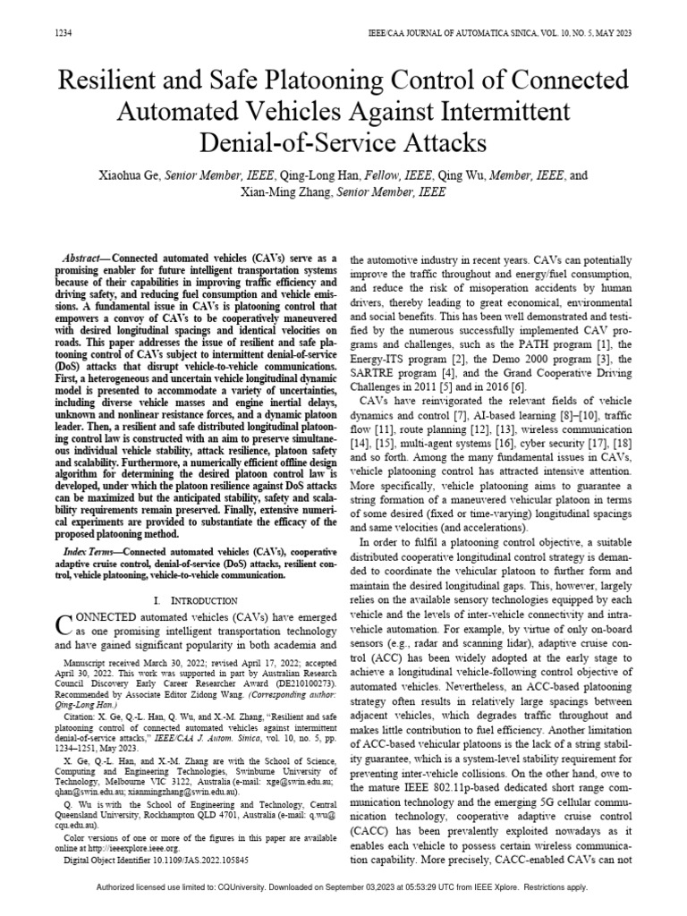 Resilient And Safe Platooning Control Of Connected Automated Vehicles Against Intermittent