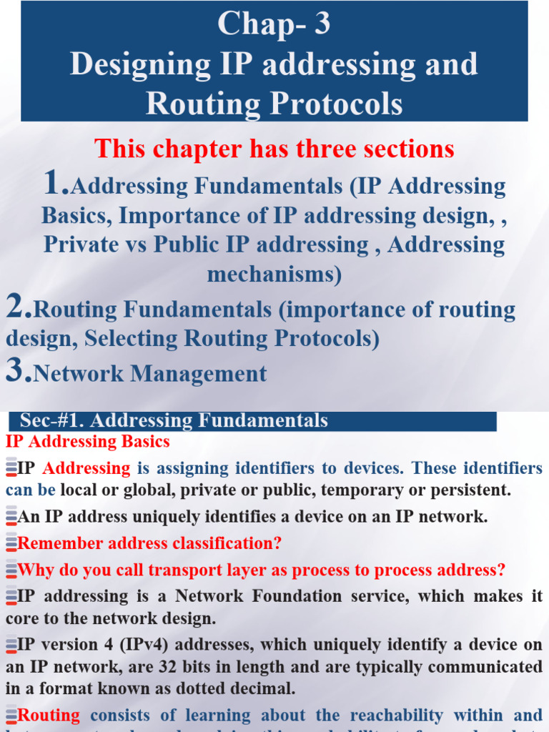 Topic 3 - Design of IP Address & Routing | PDF | Ip Address | Computer Network