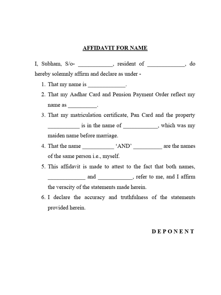 Affidavit for Name | PDF