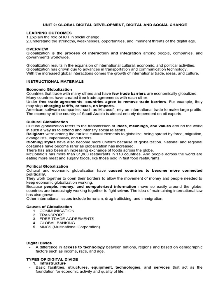 Unit 1.2 Global Digital Devt, Digital & Social Change | PDF | Mobile App | Cloud Computing
