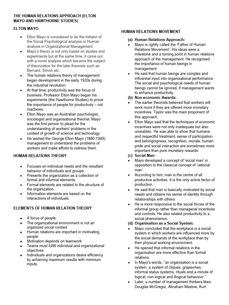 The Human Relations Approach | PDF | Motivation | Motivational