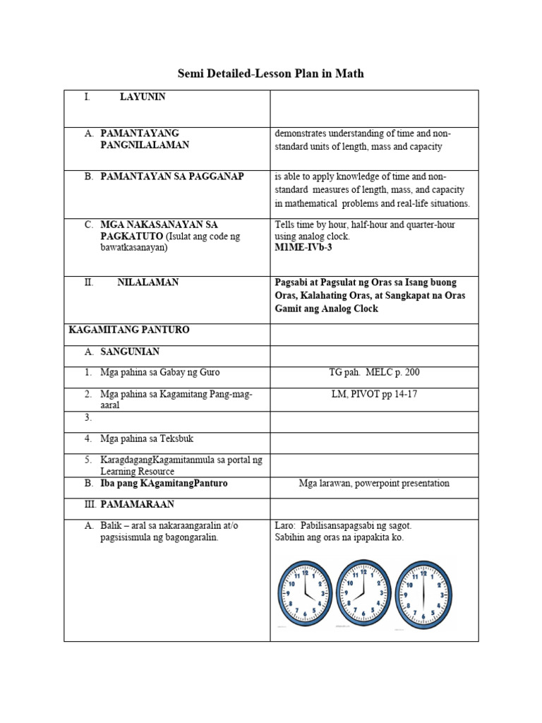 Semi Detailed Lesson Plan Math | PDF