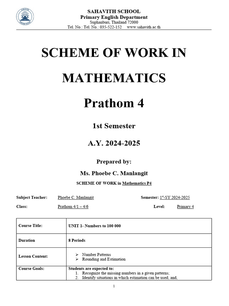 Primary Maths SOW Format | PDF | Learning | Multimedia