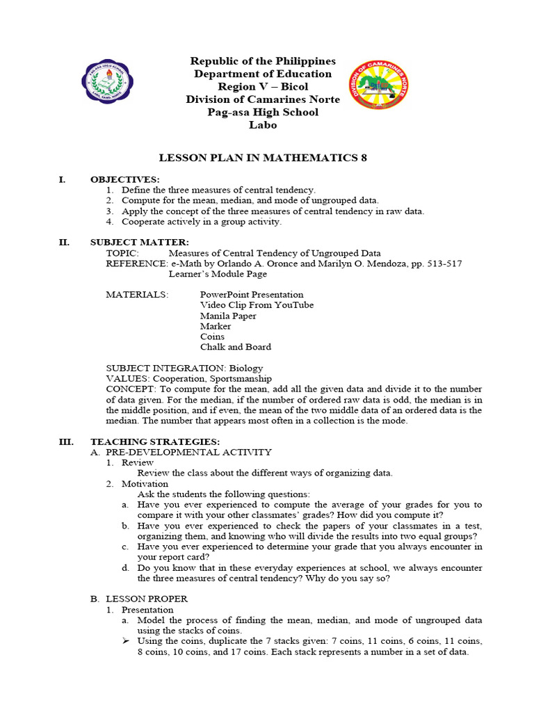 LP Math 8 | PDF | Arithmetic Mean | Mean