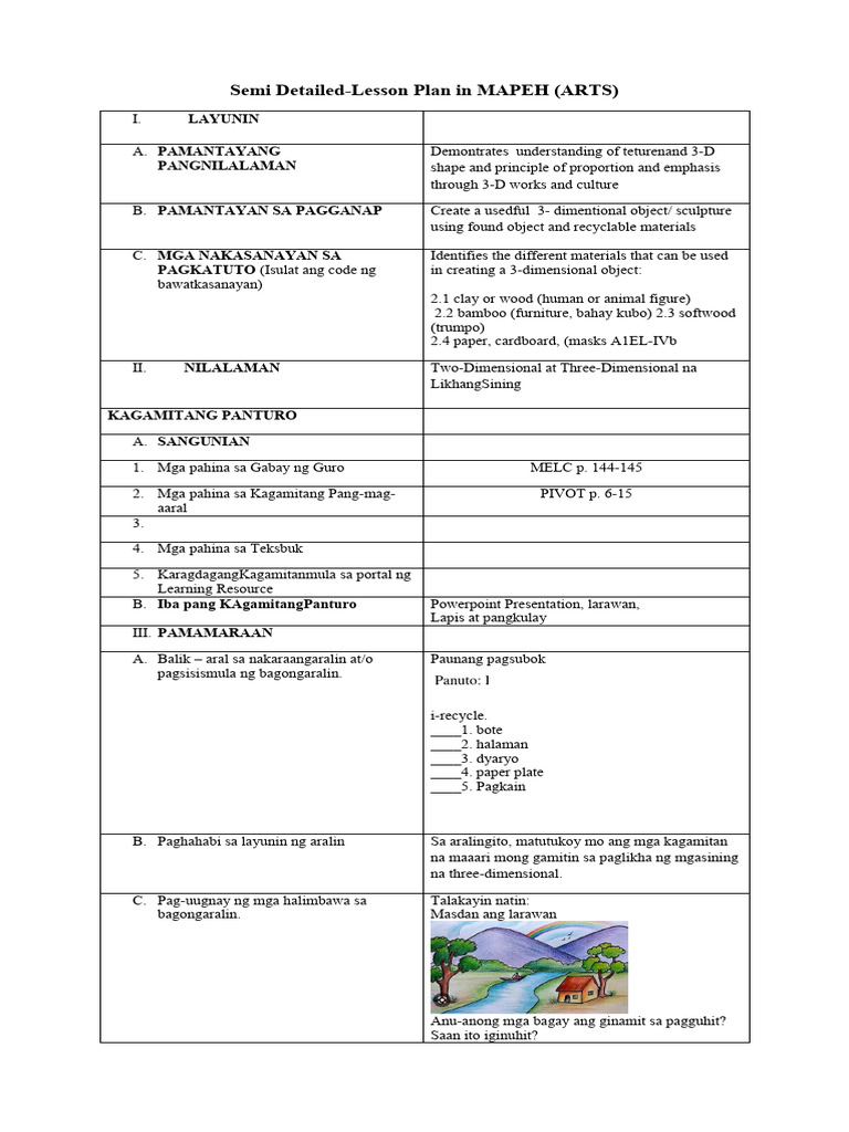 Semi Detailed Lesson Plan Mapeh Tues. | PDF