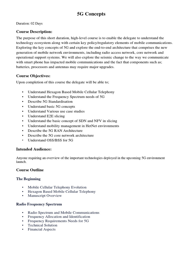 5G Concepts (02 Days) - 2 | PDF | 4 G | Lte Advanced