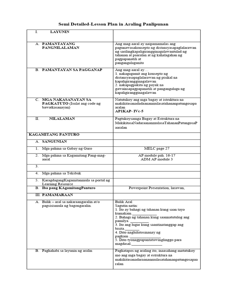 Semi Detailed Lesson Plan AP MONDAY | PDF