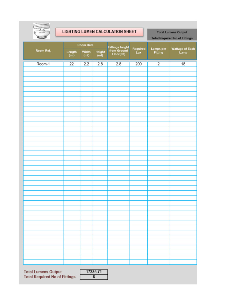 Lighting Lumen Calculation Guide | PDF | Lighting | Electromagnetic ...