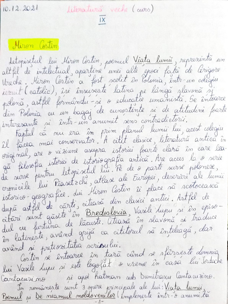 Curs 9 Literatura Veche | PDF