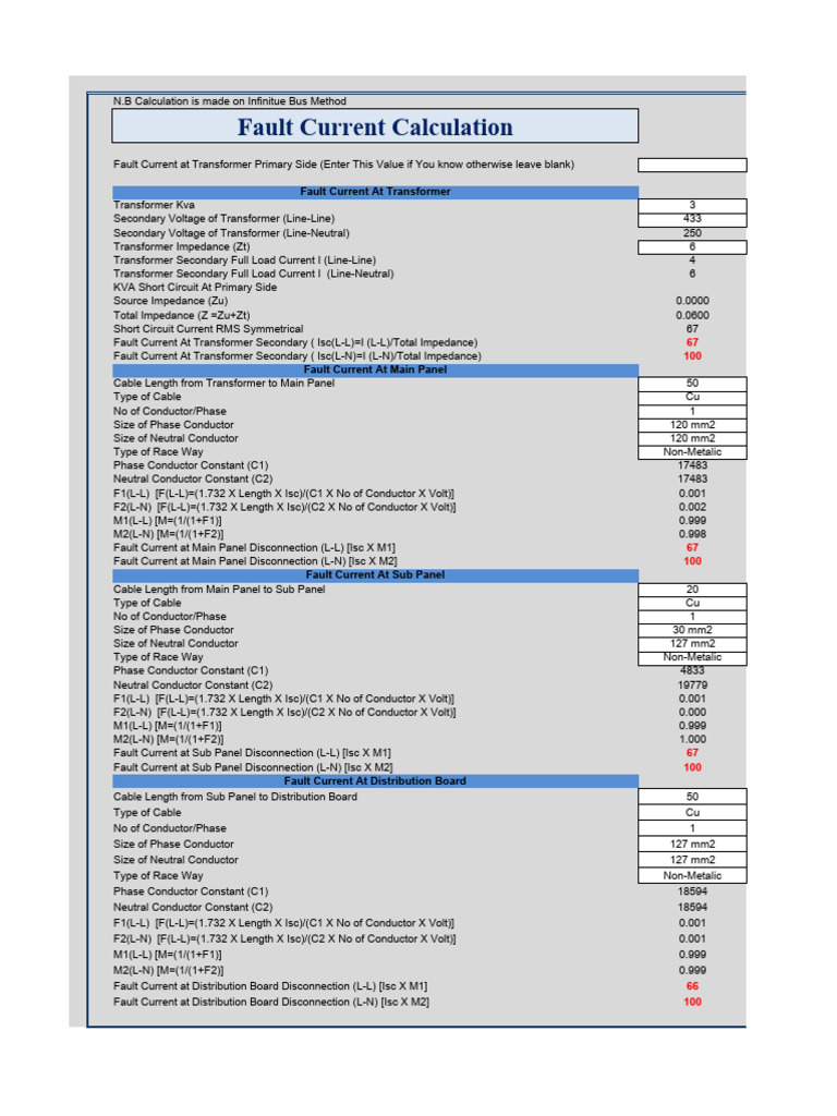 Short Circuit Calculation | PDF | Transformer | Building Engineering