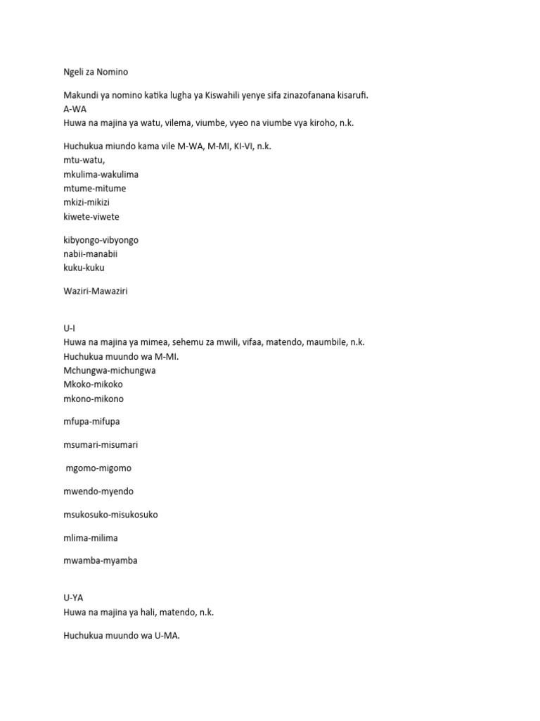 Ngeli za Nomino | PDF