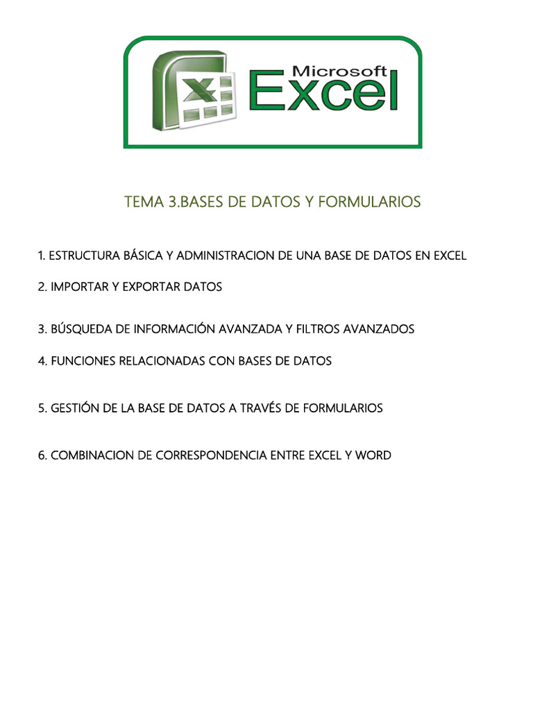 TEMA 3. Bases de Datos y Formularios | PDF | Bases de datos | Hoja de cálculo