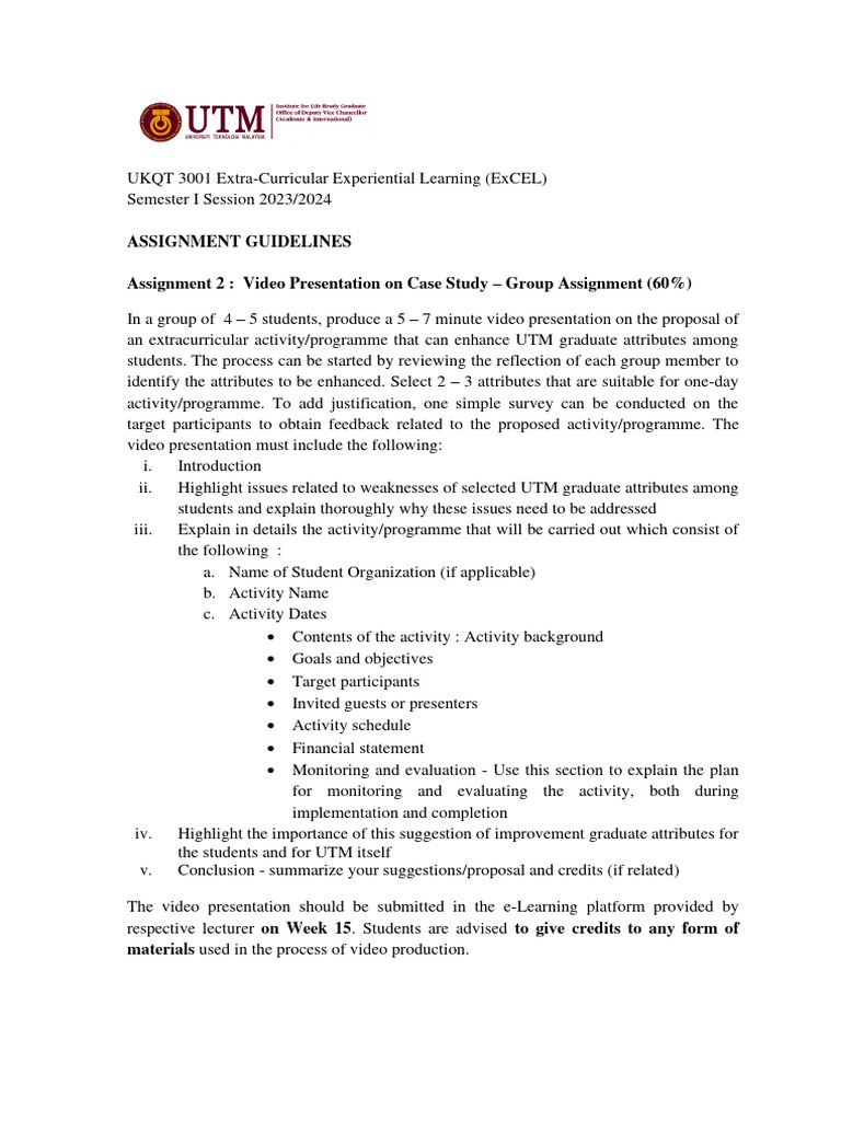 ExCEL-Assignment 2 Guidelines | PDF | Art