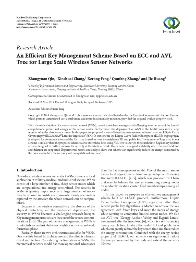 An Efficient Key Management Scheme Based On ECC An | PDF | Wireless Sensor Network | Public Key ...