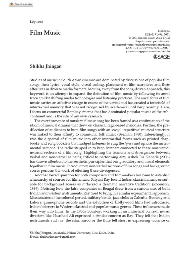 Jhingan, Shikha. Film Music. | PDF | Disc Jockey | Classical Music